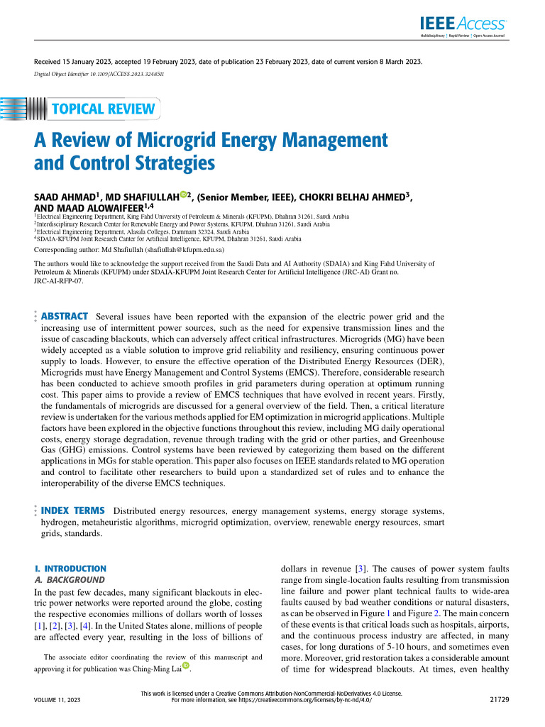 A Review of Microgrid Energy Management and Control Strategies | PDF