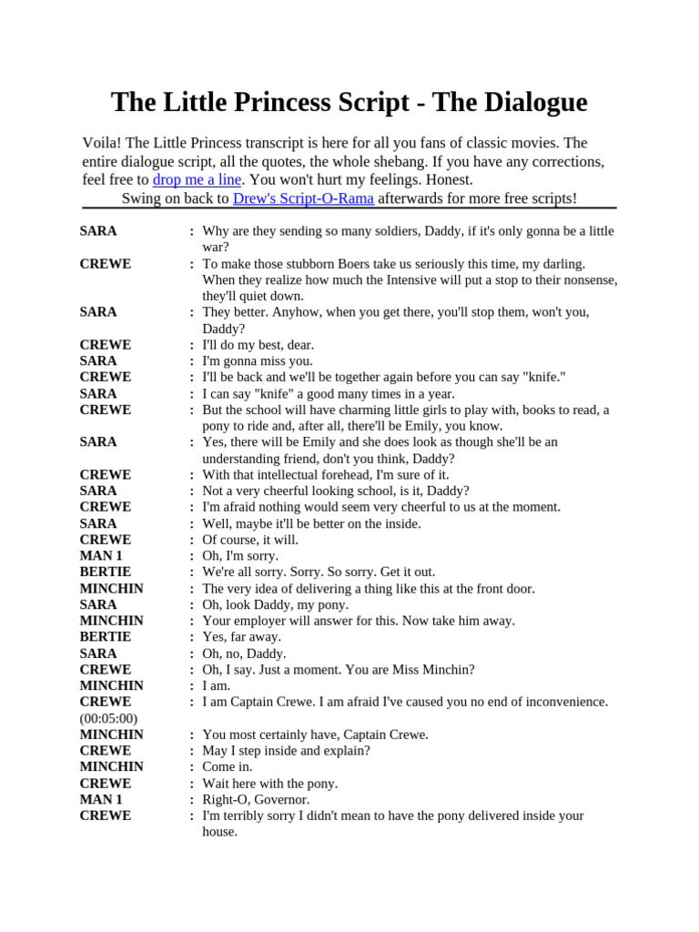 The Little Princess Script | PDF