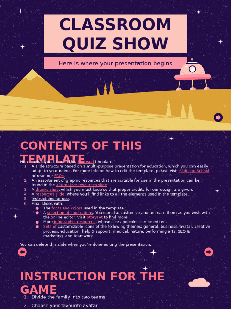Classroom Quiz Show by Slidesgo | PDF