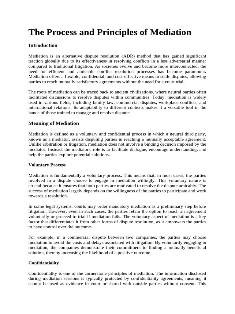 1066 The Process and Principles of Mediation | PDF