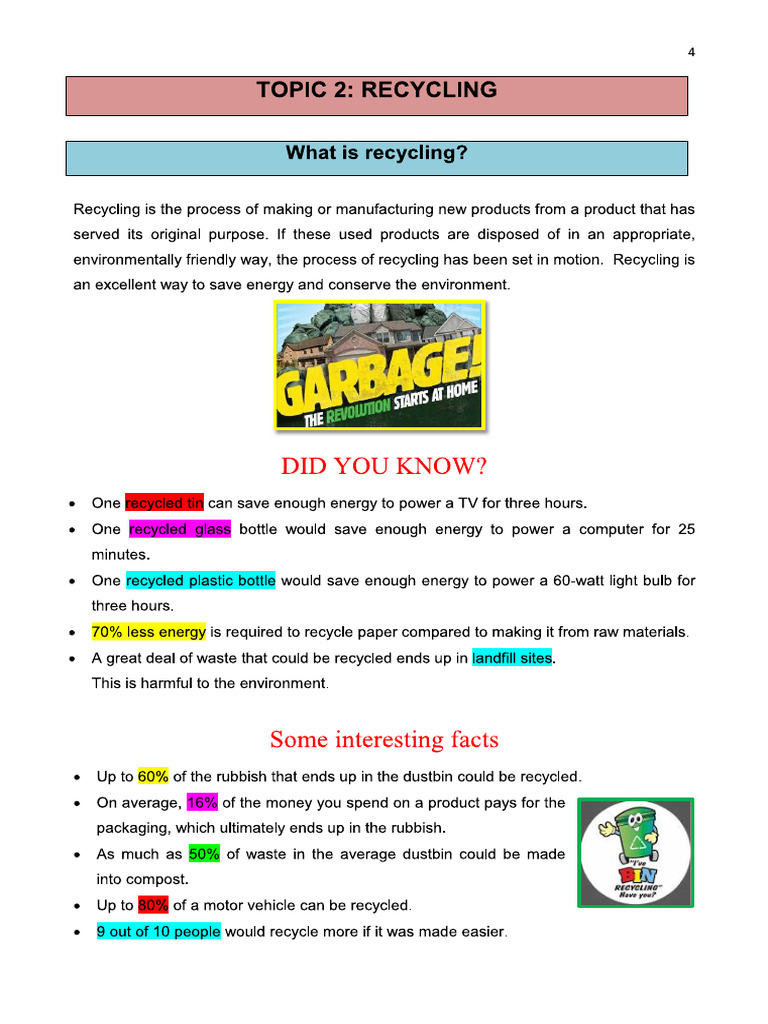Grade 7 Recycling Notes | PDF