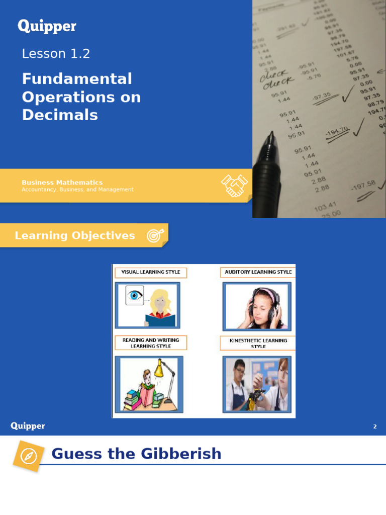 Business Math Decimals | PDF