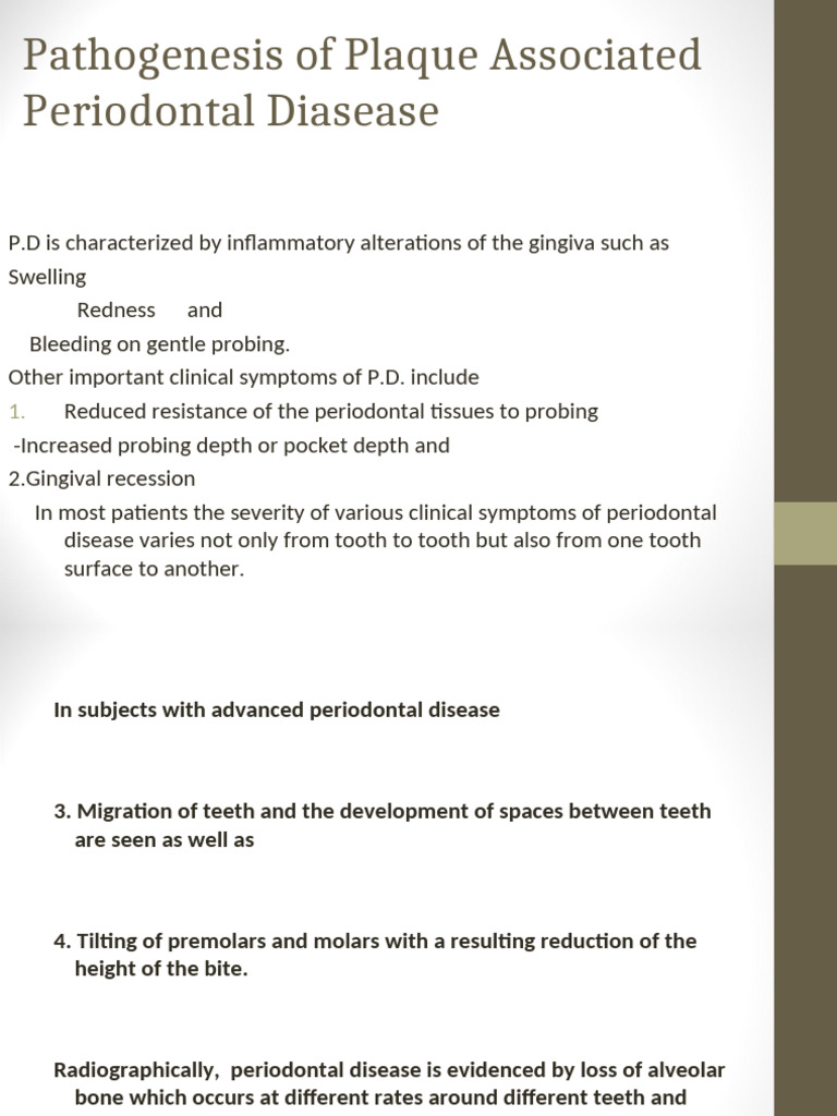 Pathogenesis of Plaque Associated Periodontal Diasease | PDF