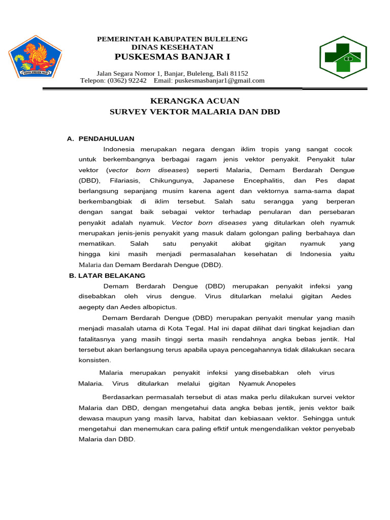 KAK Survey Vektor Malaria Dan DBD | PDF