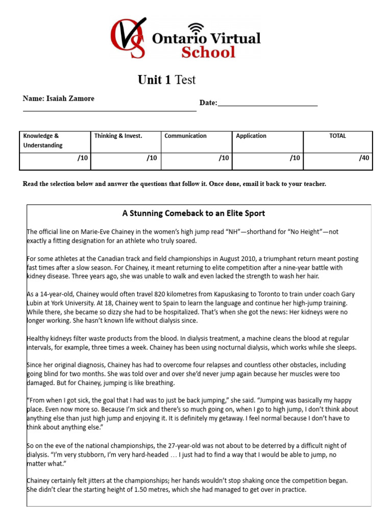 Unit 1 Tesst | PDF