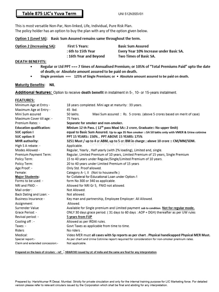 One - Pager - YUVA TERM | PDF