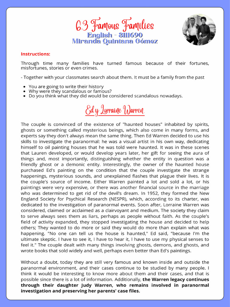 6.3 Famous Families the WARREN Miranda QG | PDF