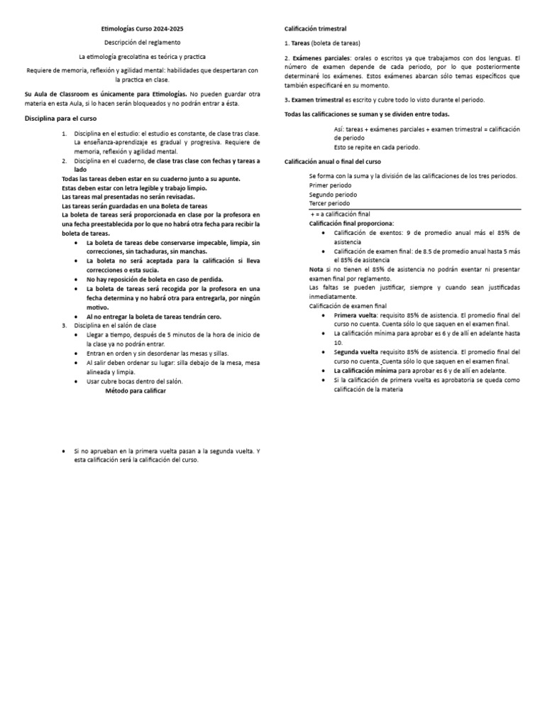 Descripci-N Del Reglamento de Etimolog-As | PDF