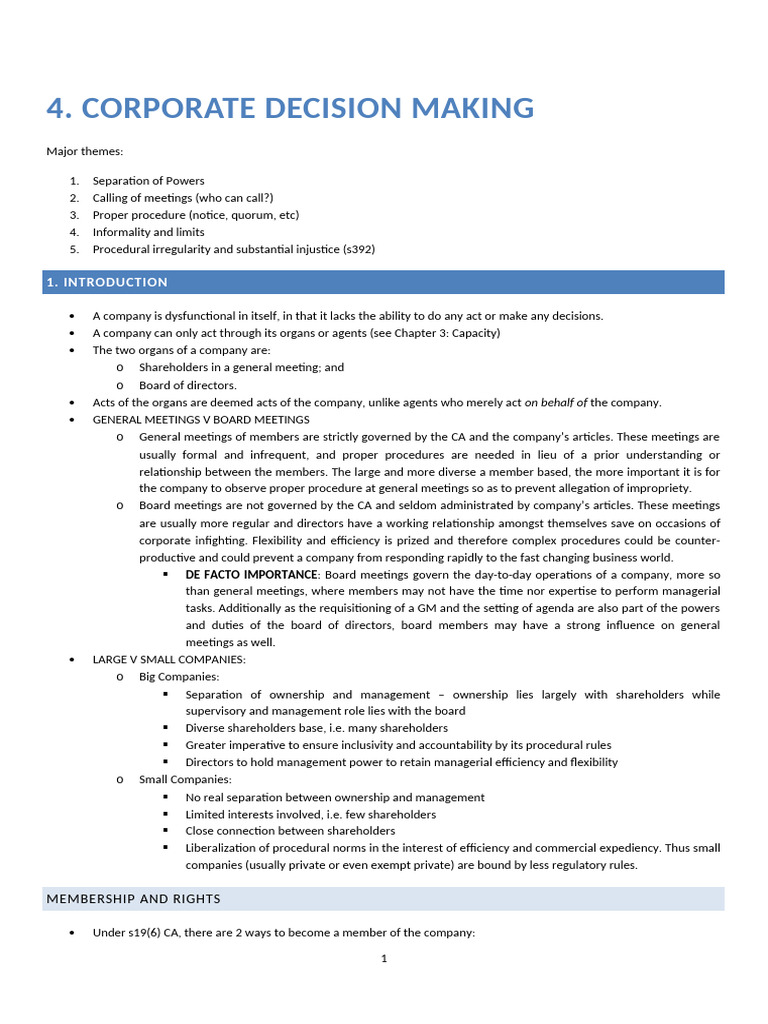 4 - Corporate Decision Making | PDF