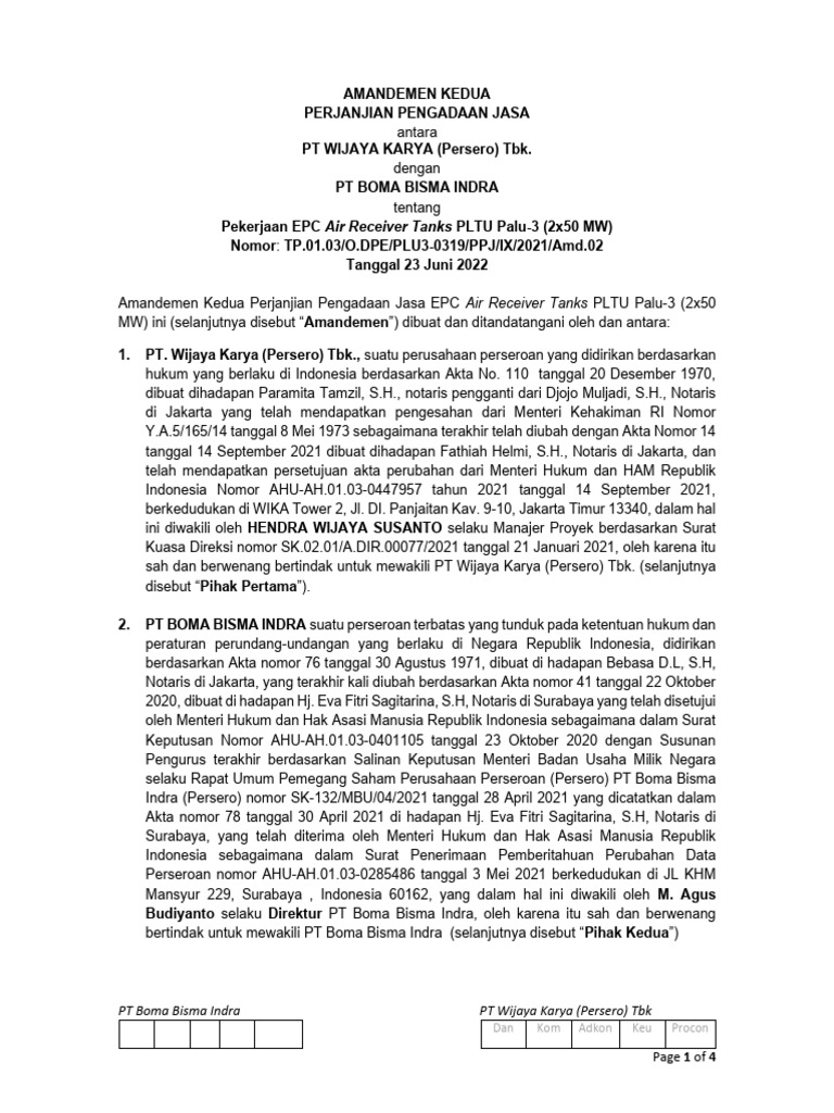 Draft Amandemen #2 -BBI Air receiver_Review BBI | PDF