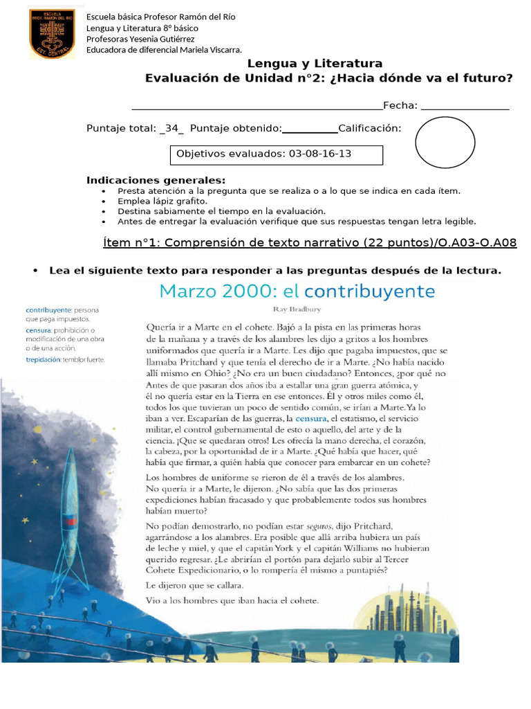 EV UNIDAD 2 - 8° | PDF