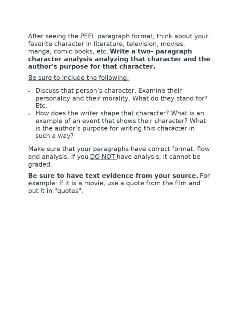 Favorite Character Analysis - 9 | PDF