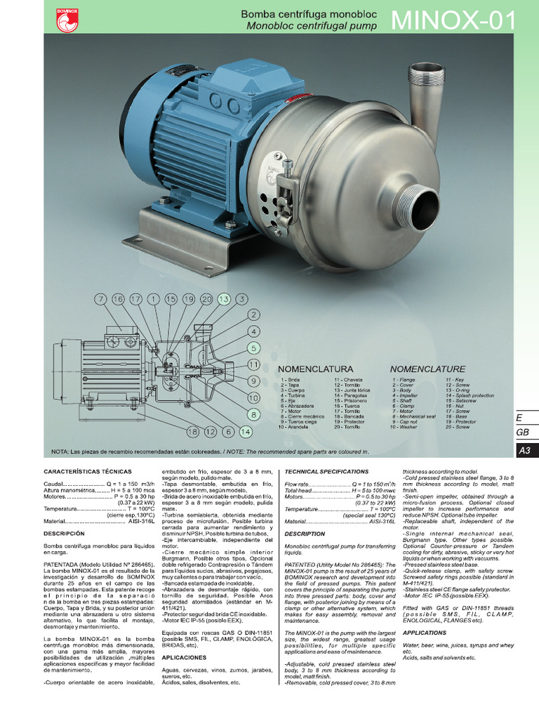 Bominox Minox-01 Data Sheet | PDF