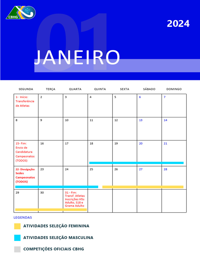 Calendário CBHG - 2024 | PDF