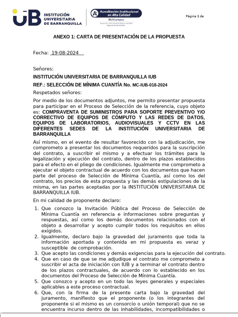 Mc-Iub-018-2024 Anexos | PDF