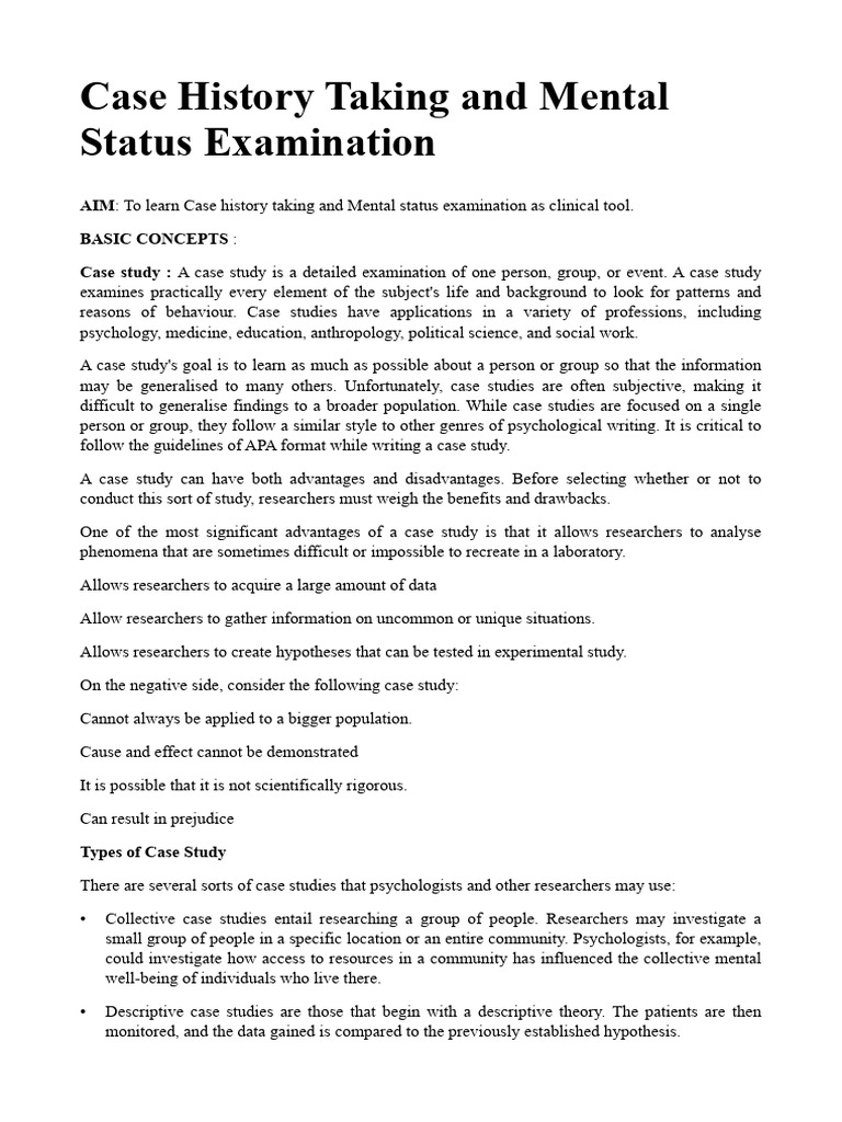 CASE HISTORY - Prcatical | PDF