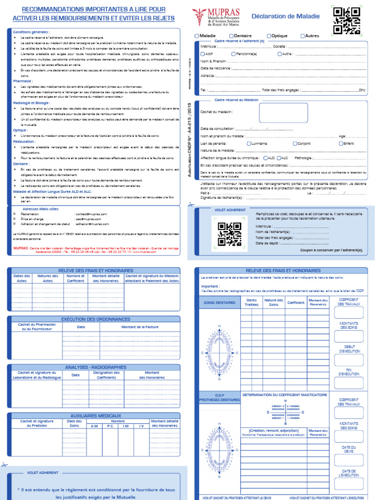 Déclaration de Maladie: Maladie Dentaire Optique Autres | PDF