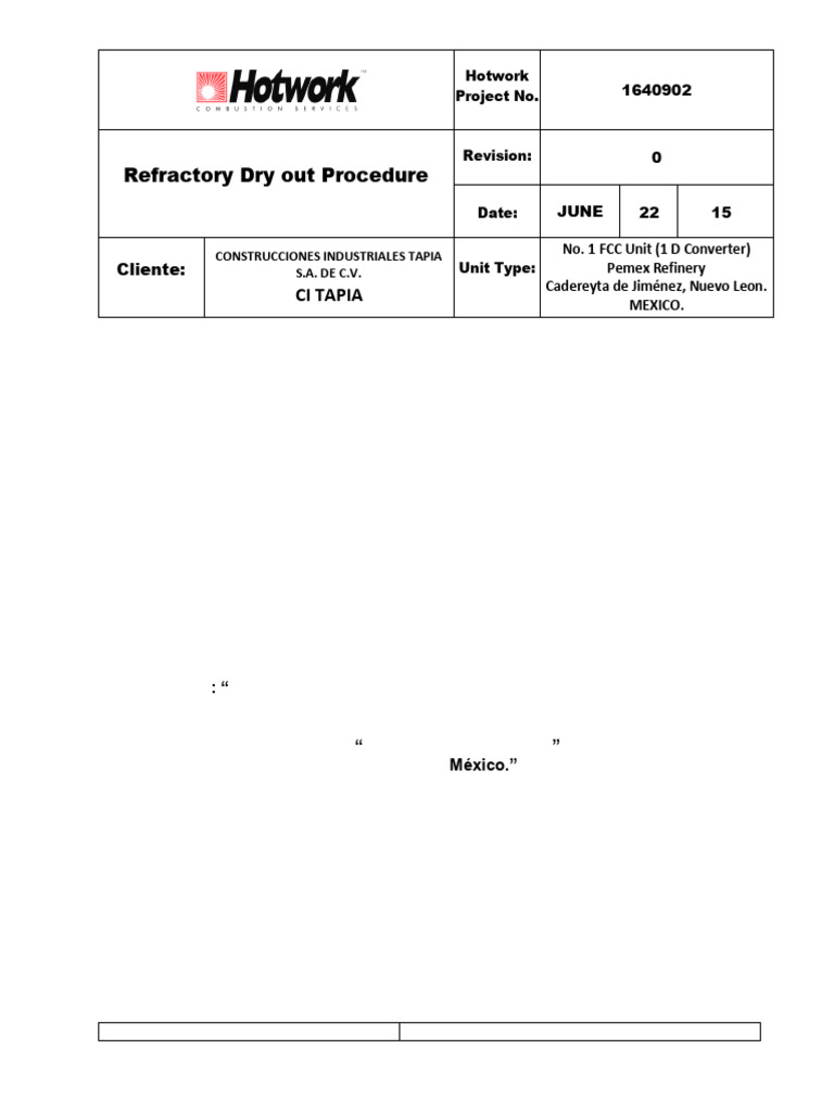 003 1640902 Dry Out Procedure No. 1 FCC Pemex Cadereyta English | PDF