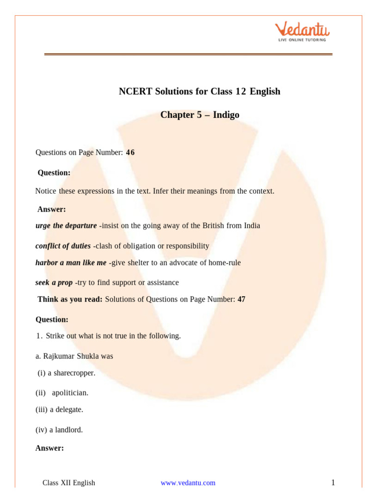 Ncert Solutions Class 12 English Flamingo Chapter 5 | PDF | Mahatma ...