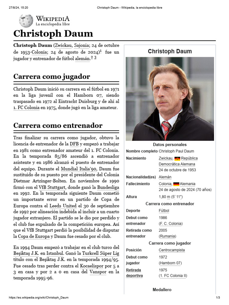 Christoph Daum - Wikipedia, La Enciclopedia Libre | PDF