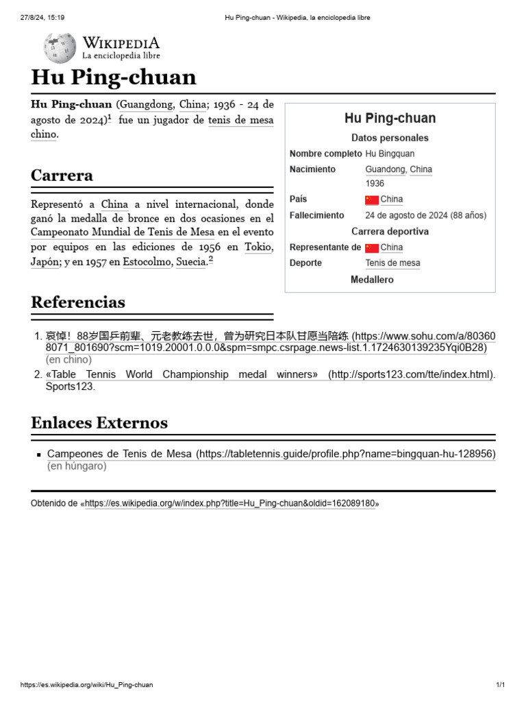 Hu Ping-Chuan - Wikipedia, La Enciclopedia Libre | PDF