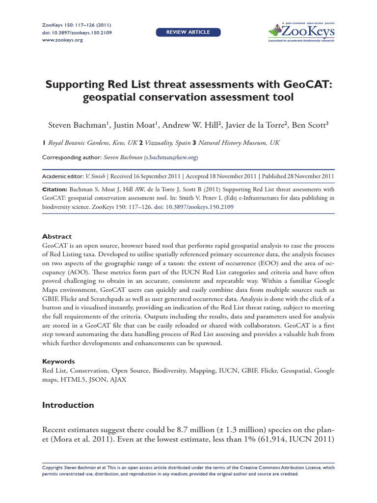 Supporting Red List Threat Assessments With GeoCAT | PDF