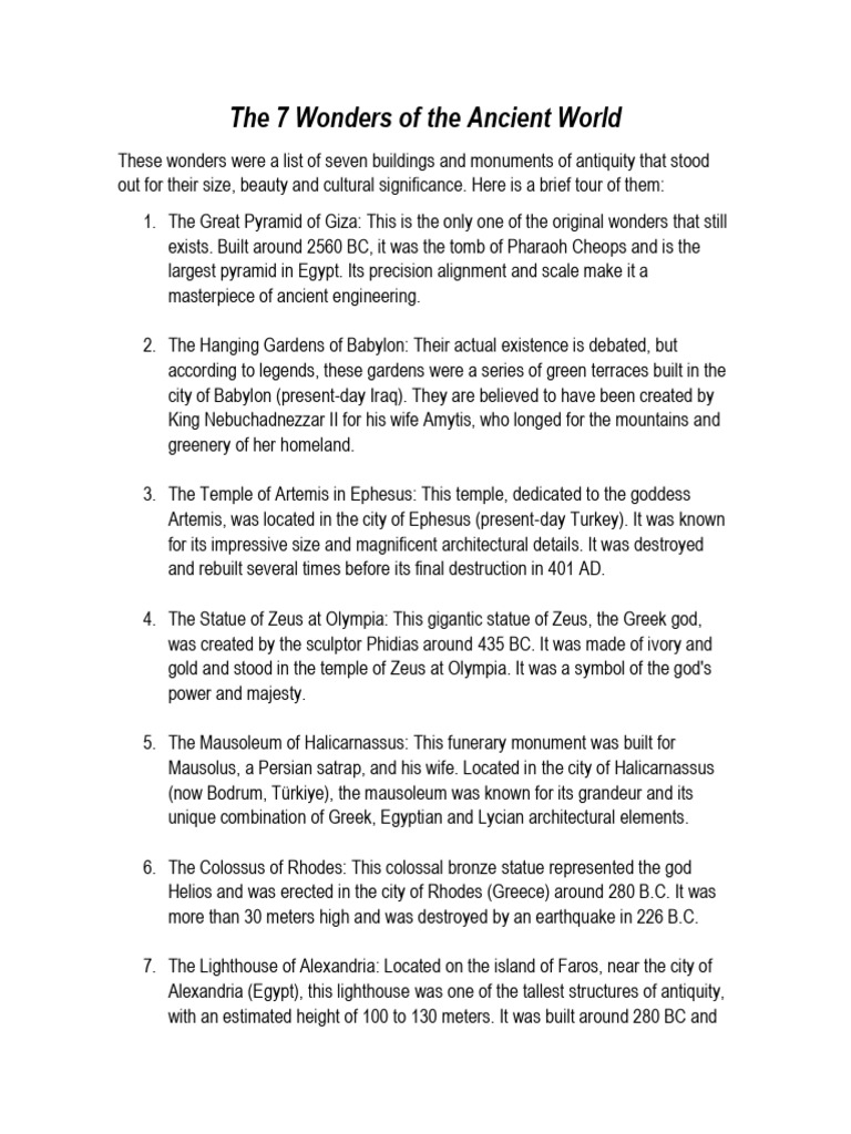 The 7 Wonders of The Ancient World | PDF