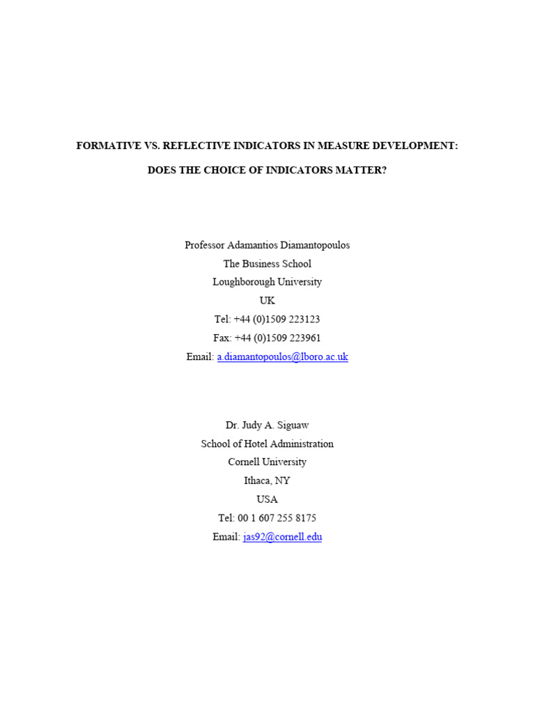 Formative Measure Indicators | PDF