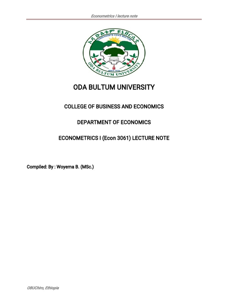 Econometrics I Lecture Note | PDF