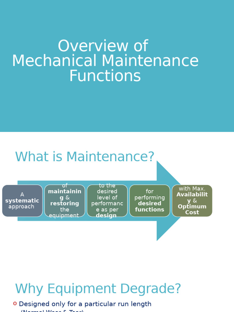 Mechanical Maintenance Overview | PDF | Pump | Piston