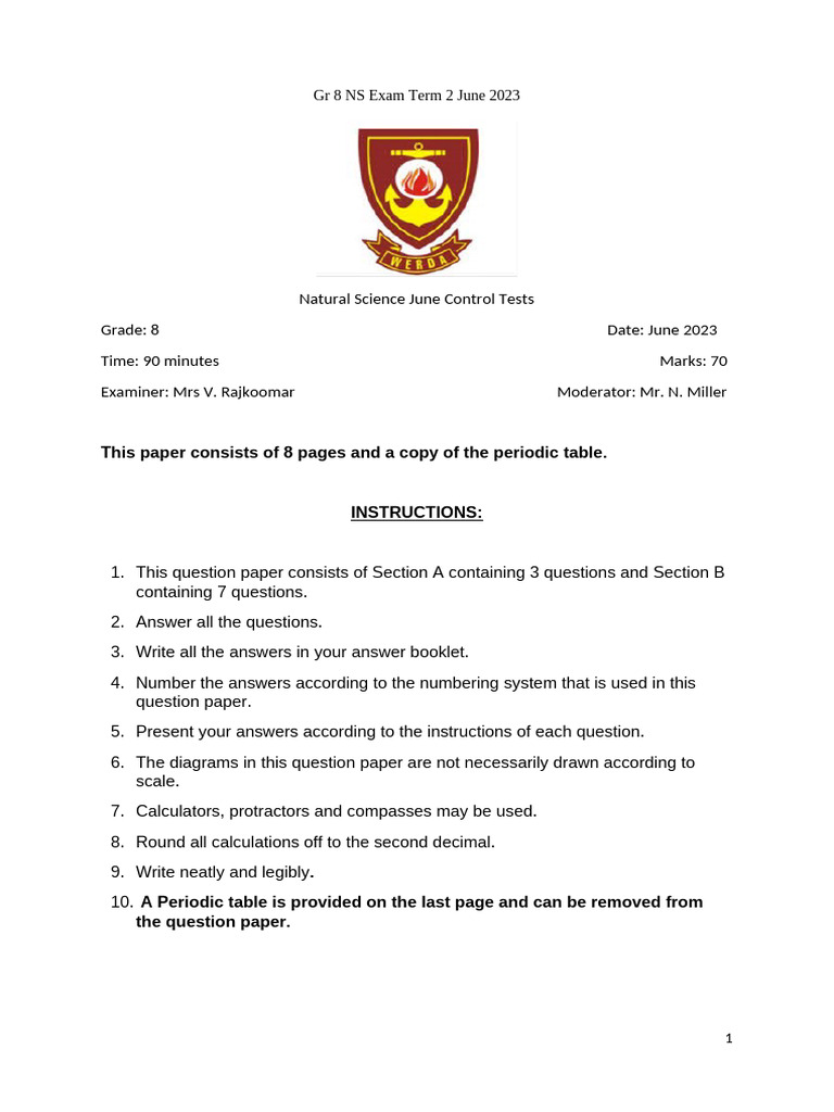 GR 8 Exam English Term 2 Exam and Memo | PDF