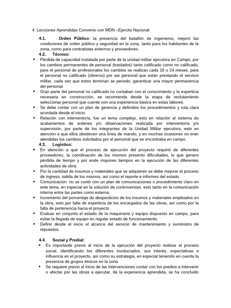 Lecciones Aprendidas | PDF