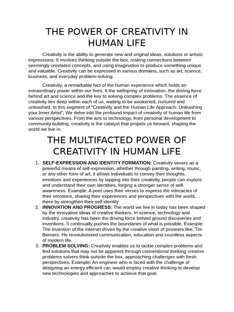 The Power of Creativity in Human Life | PDF