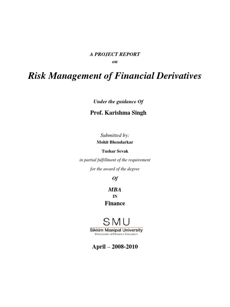 Risk Management of Financial Derivatives Grand Project | PDF | Option ...