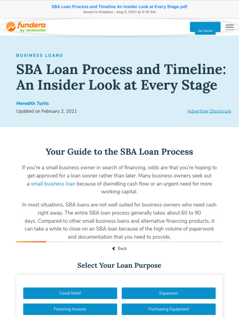 SBA Loan Process and Timeline An Insider Look at Every Stage | PDF