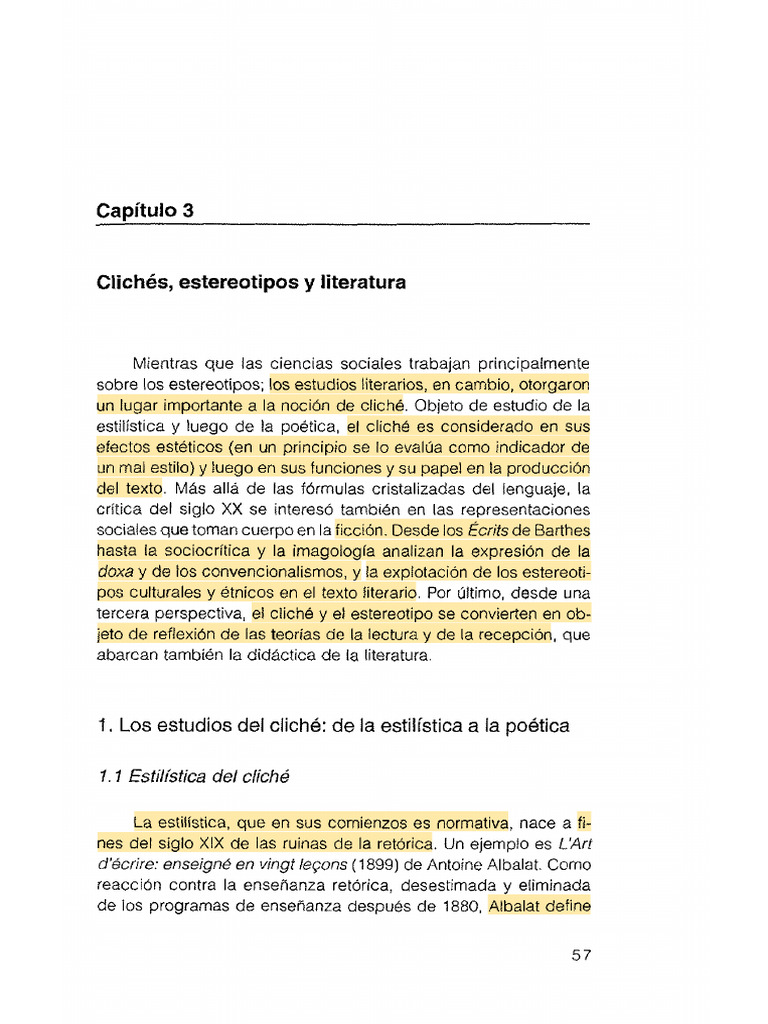 Amossy. Herschberg Pierrot. Estereotipos y Clichés. Cap.3 | PDF