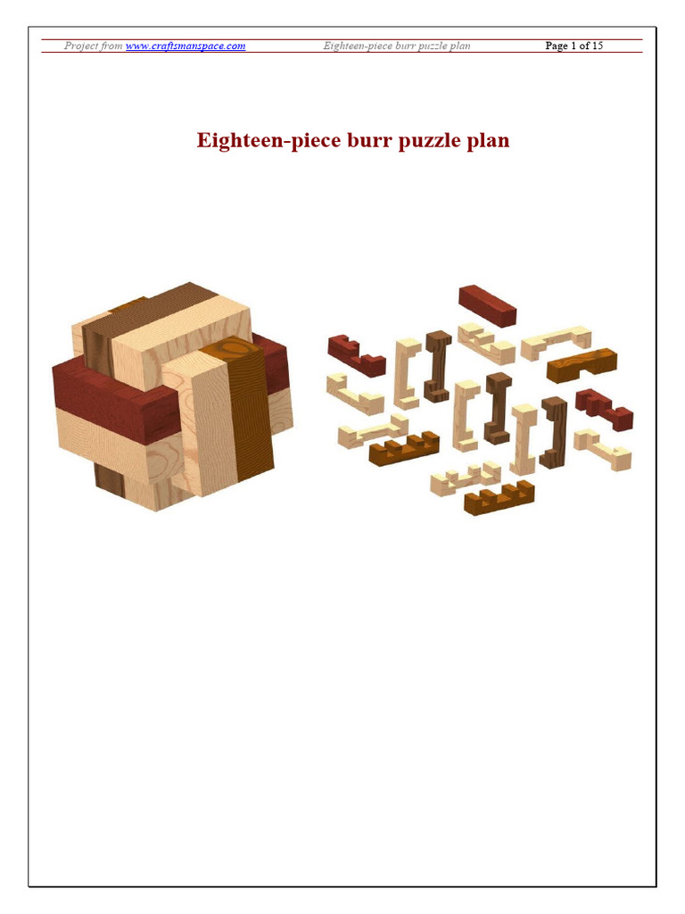 Eighteen-Piece Burr Puzzle Plan | PDF