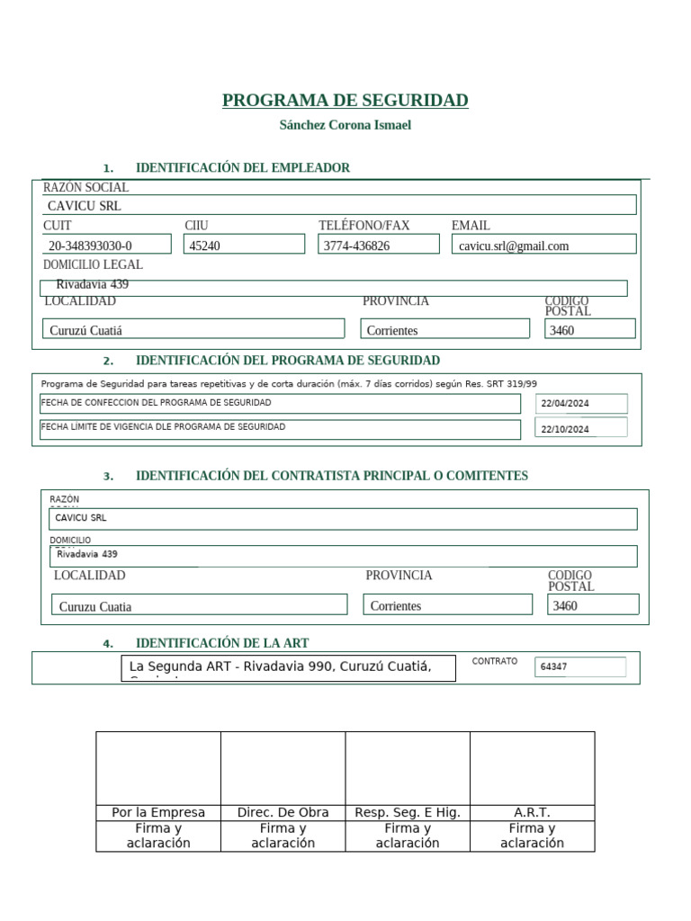 1 Programa de Seguridad | PDF