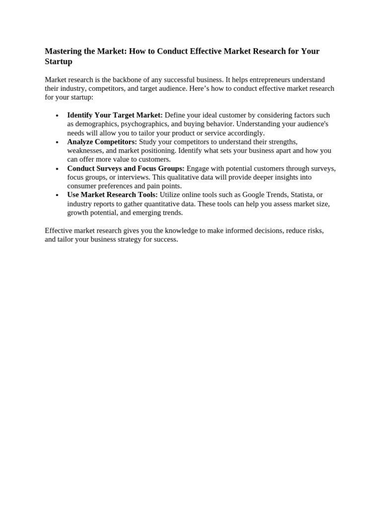 Mastering The Market How To Conduct Effective Market Research For Your ... Mastering The Market How To Conduct Effective Market Research For Your ...