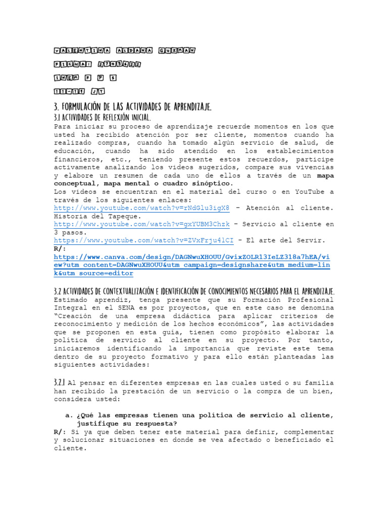Guía 18 Servicio Al Cliente | PDF