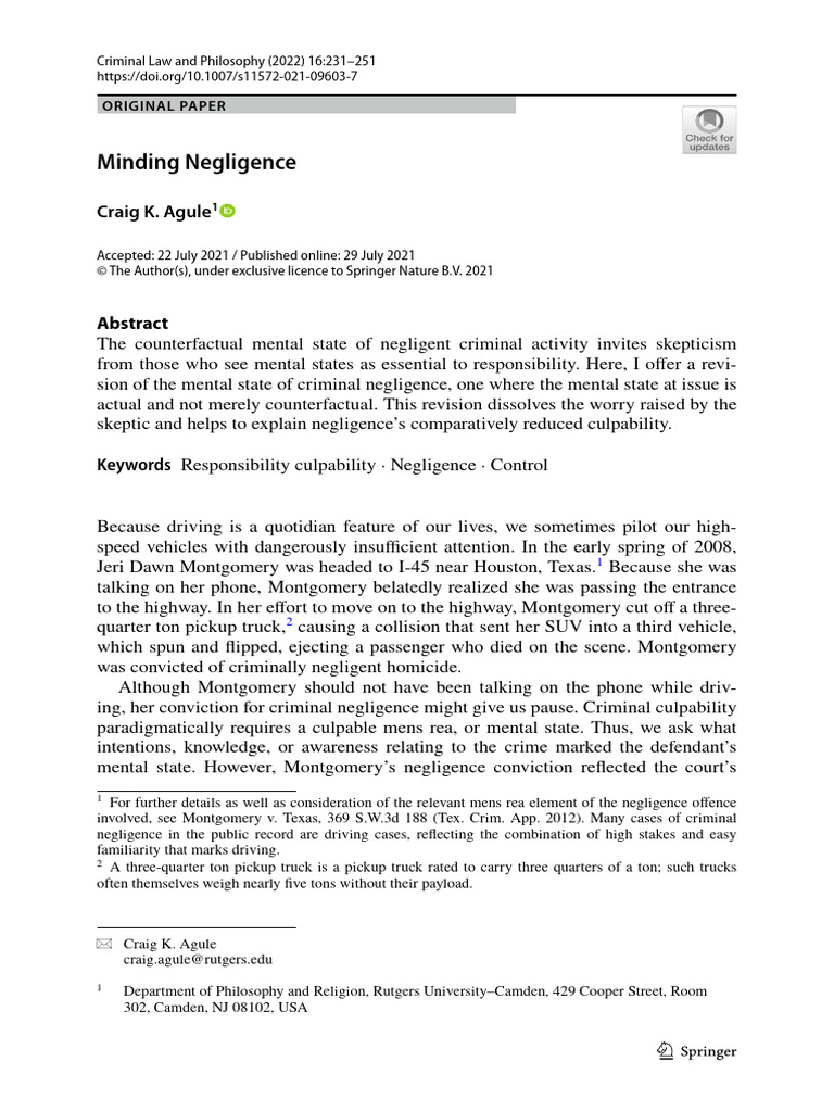 Agule - Minding Negligence | PDF