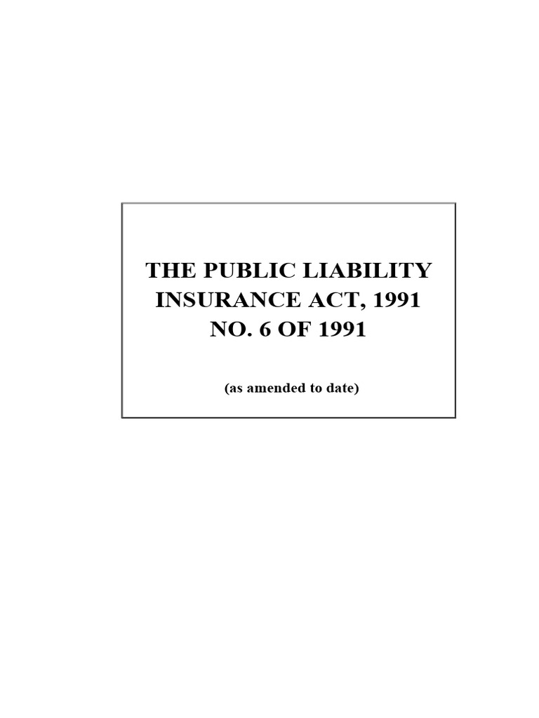 Public Liability Insurance Act 1991 | PDF | Common Law