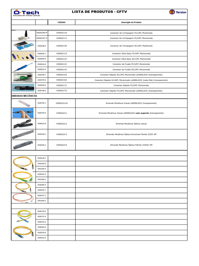 LISTA CFTV O-TECH | PDF