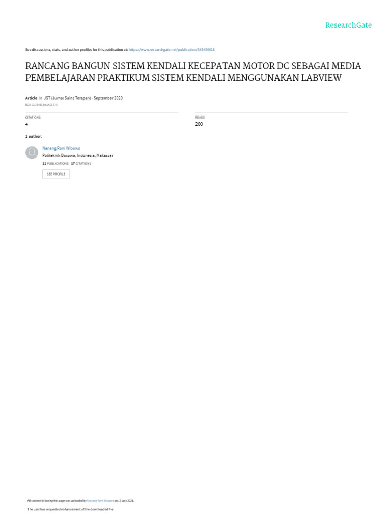 Rancang Bangun Sistem Kendali Kecepatan Motor DC S | PDF Rancang Bangun Sistem Kendali Kecepatan Motor DC S | PDF
