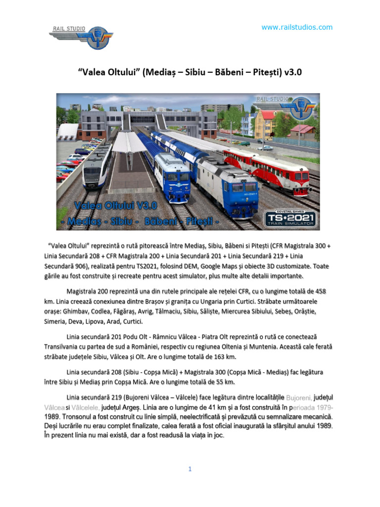 Valea Oltului V3.0 Medias Sibiu Babeni Pitesti | PDF