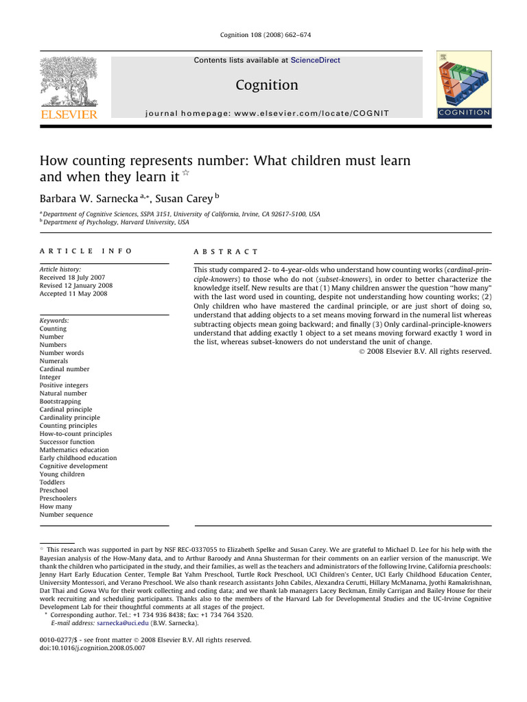 How Counting Represents Number What Chil | PDF