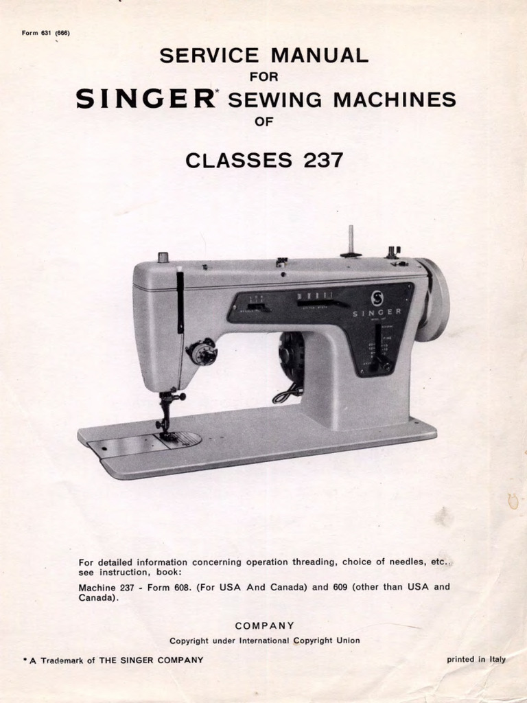 Singer - 237 - Service Manual - Text | PDF