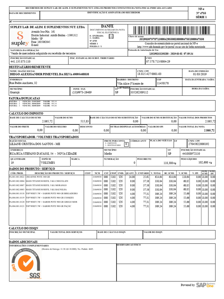 Nota Fiscal 4755 | PDF