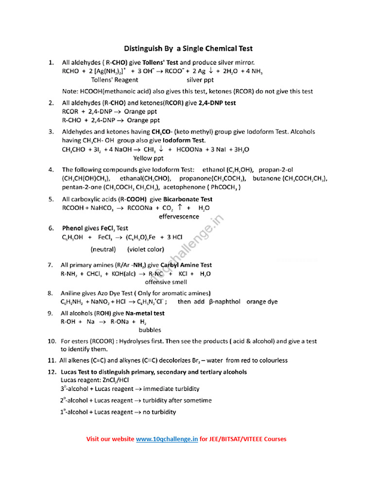 Functional Group Tests | PDF
