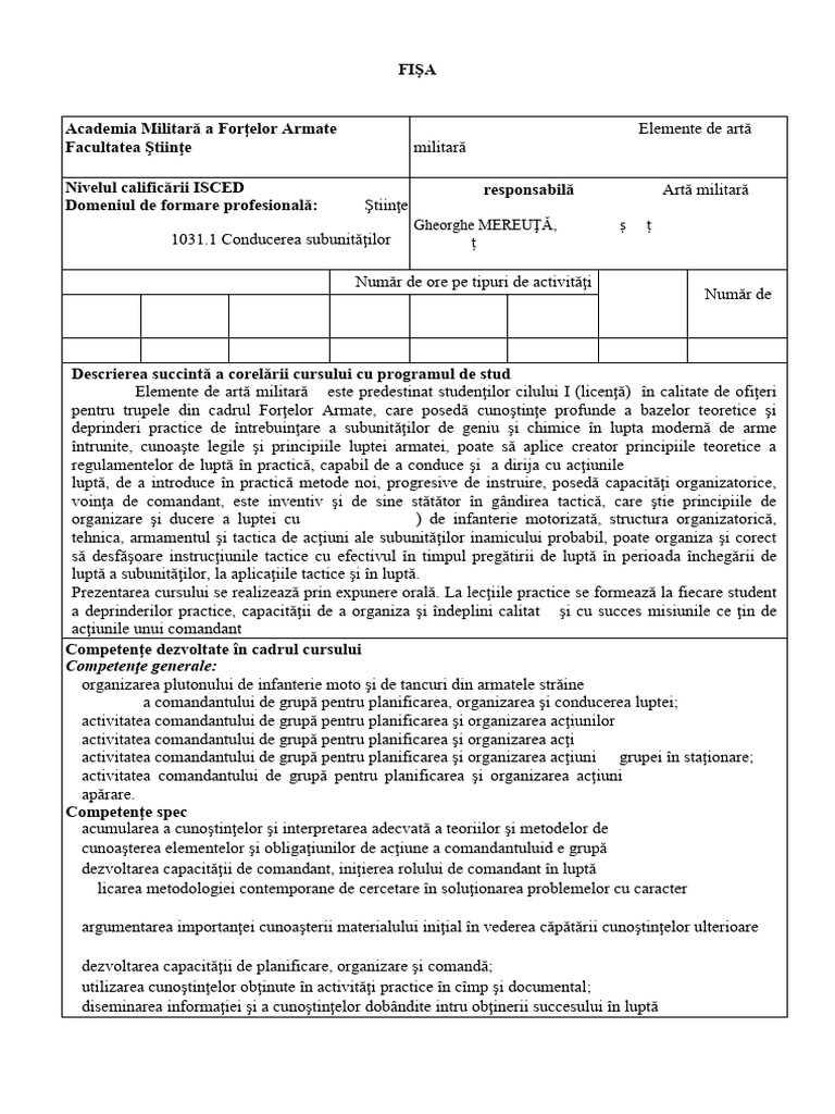 Fisa Disciplinei EAM 2 Конвертирован | PDF